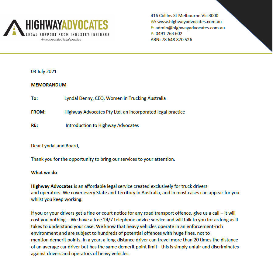 Highway Advocates – Women in Trucking Australia